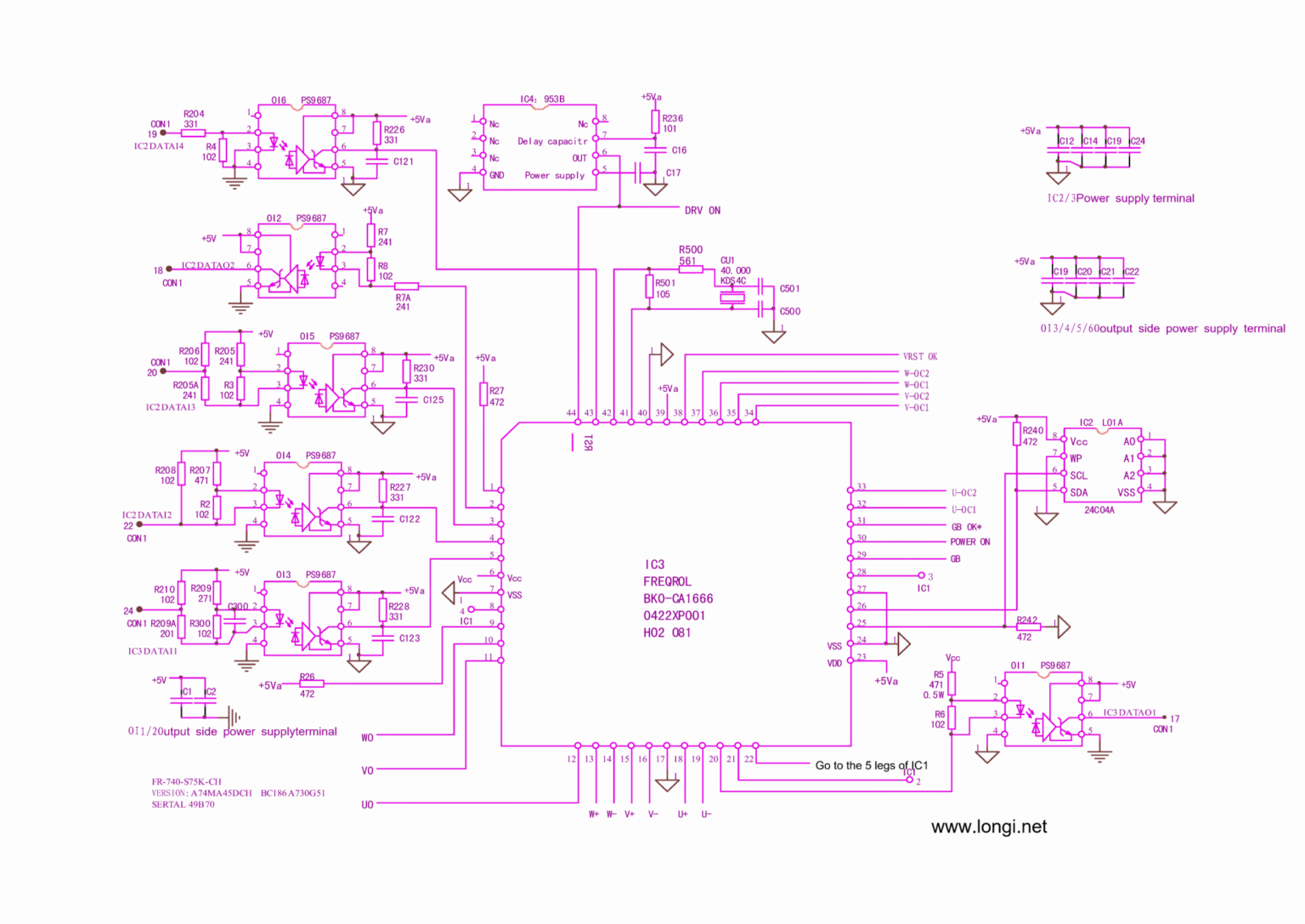 Mitsubishi VSD F700-A700 Power Driver Board Circuit Diagram and MCU and ...